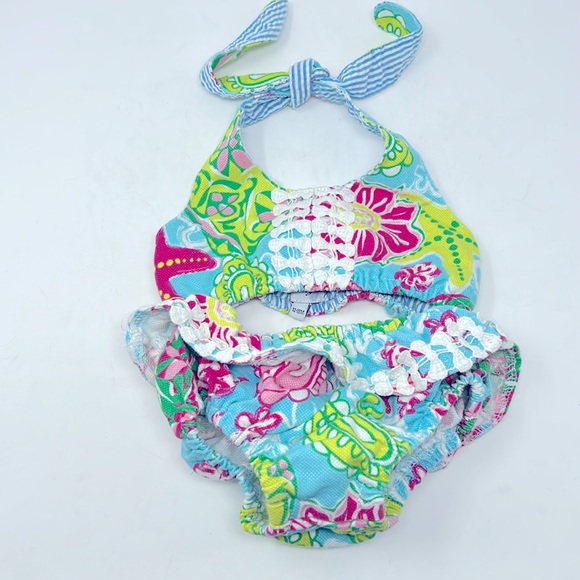 Mud Pie | Swim | Mudpie Green Blue Sea Life Two Piece Ruffle Bathing ...